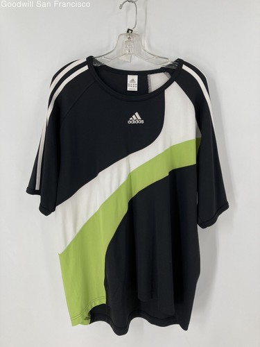 Adidas Black Green Colorblock Short Sleeve Pullover Mens T-Shirt Size ...