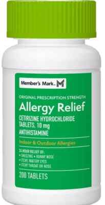 Member's Mark 10mg Aller-Zyr Cetirizine HCL Tablets 200, 400, 800 CT ...