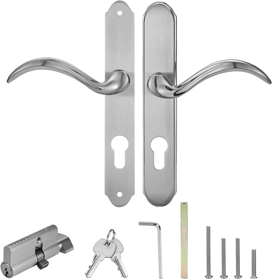 Elegant Pella Storm Door Handle Accessory Set with Key Lock - Brushed ...