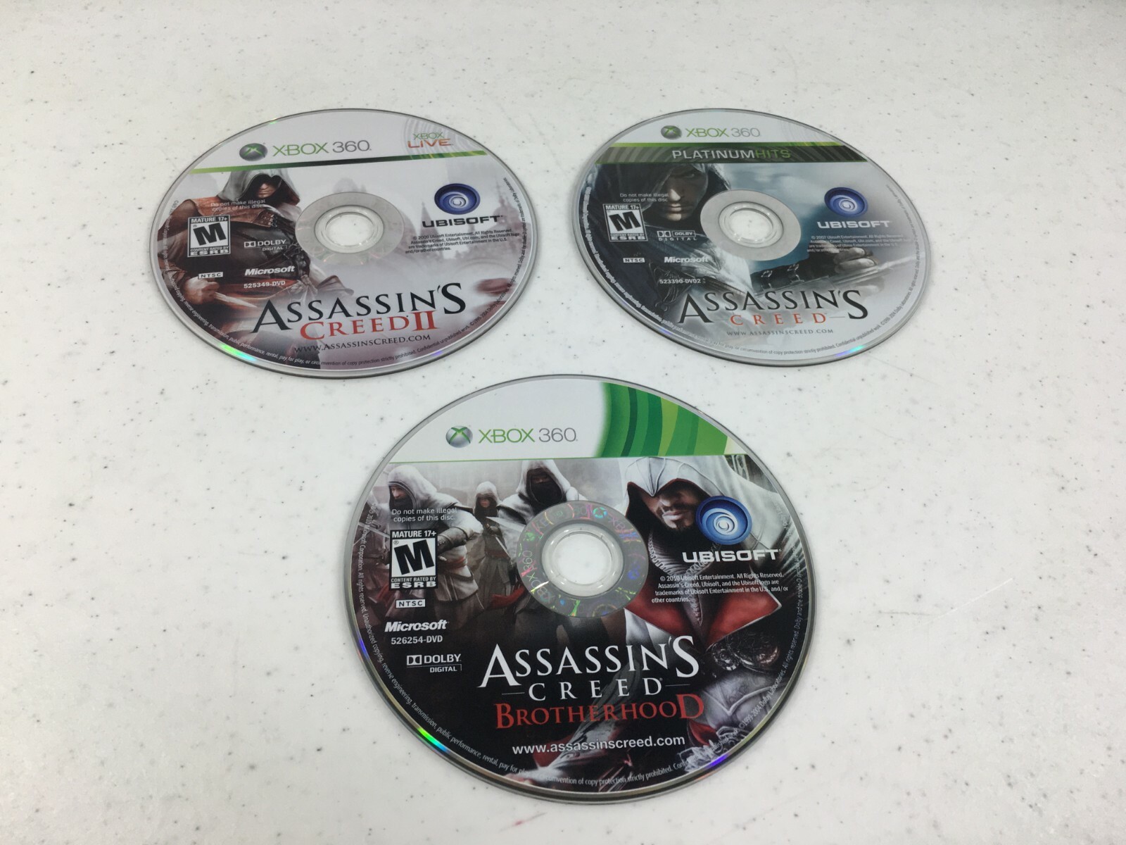 Microsoft Xbox 360 Assassin's Creed 1, 2 & Brotherhood Discs Only Lot ...
