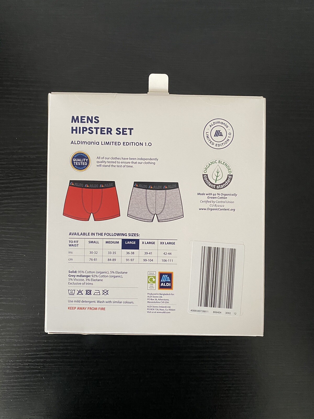 Mens Aldimania Grey/Red Hipster set: Large | LIMITED EDITION | SOLD OUT ...