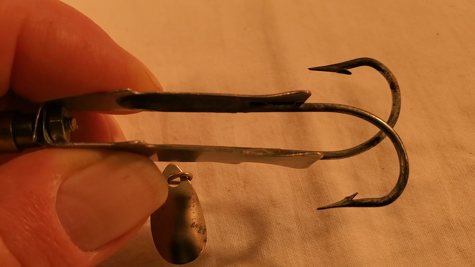 RARE Early BABCOCK SPRING LOADED Metal Fishing Lure Double Hook SPINNER ...