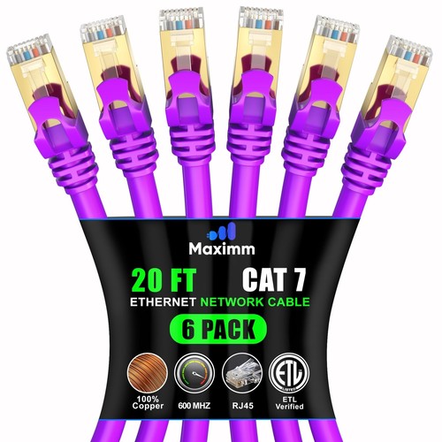 Cat 7 Ethernet Cable 20 ft - (6 Pack) High-Speed Cat7 Internet ...