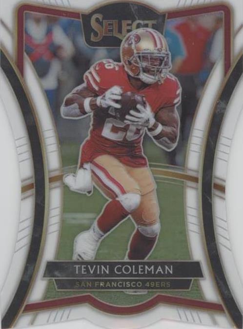 2019 Panini Select - Premier Level Die-Cut Tevin Coleman #140 White ...