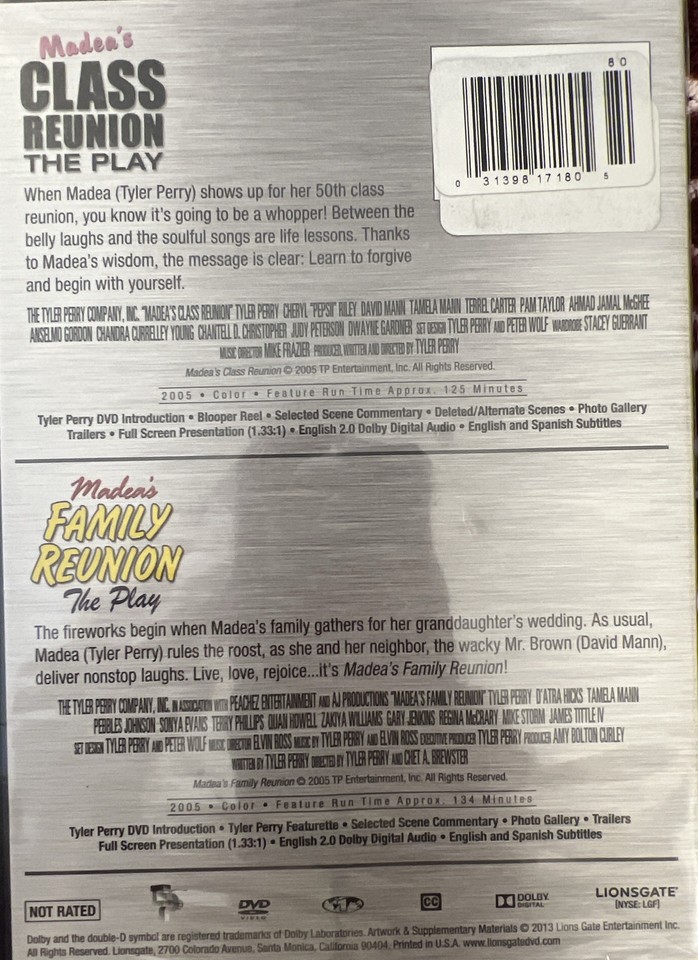 Madeas Class Reunion/Family Reunion DVD 2 Disc Set | eBay