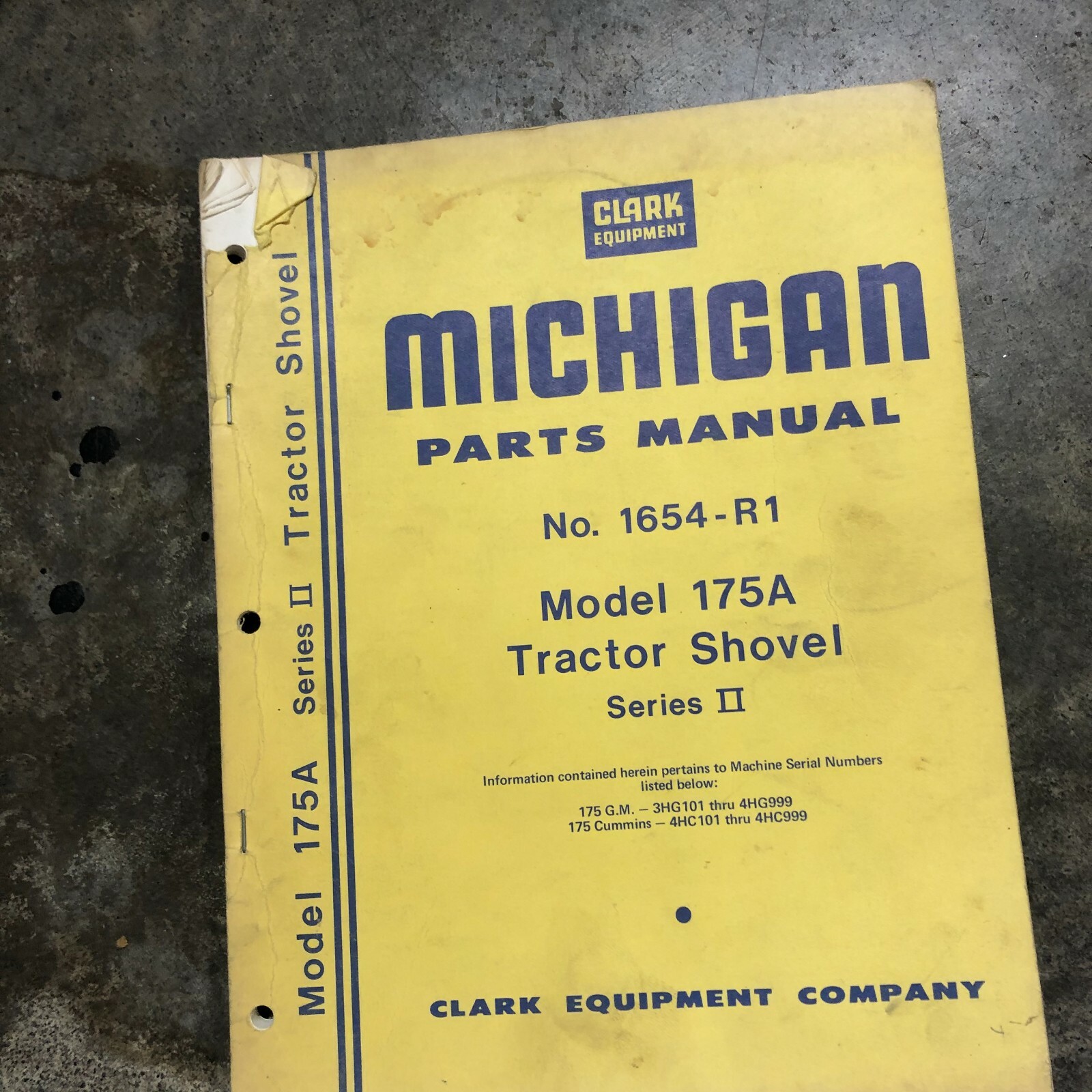 CLARK MICHIGAN SHOVEL TRACTOR 175A SHOVEL LOADER PARTS MANUAL HANCOCK ...