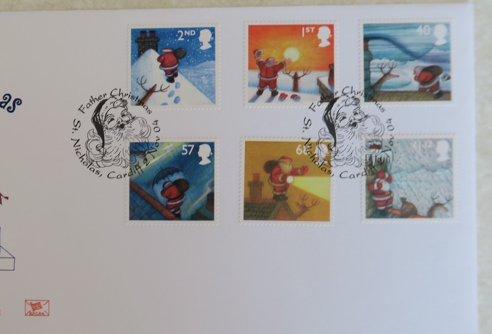 2004 SUPERB STUART FDC - FATHER CHRISTMAS STAMPS - ST NICHOLAS CARDIFF ...