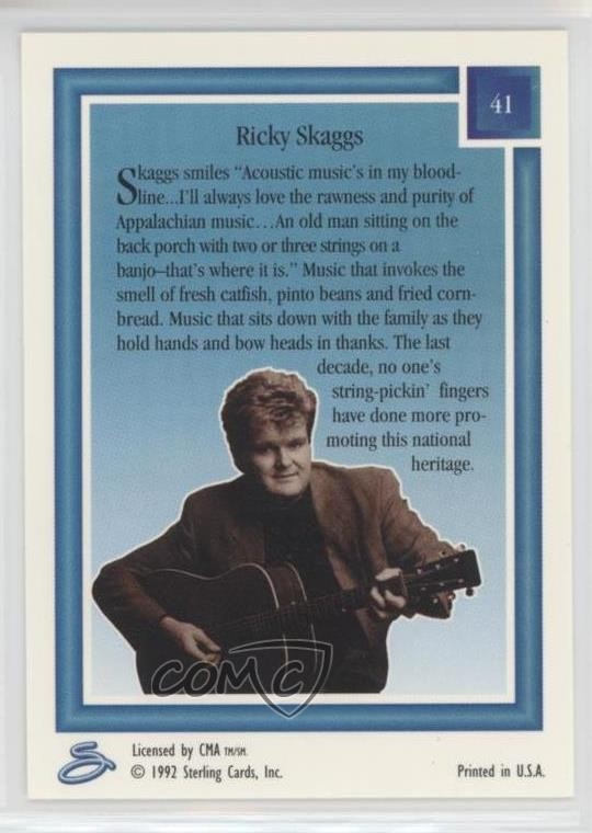 1992 Sterling Cards CMA Country Gold Gold Ricky Skaggs #41 2r9 | eBay