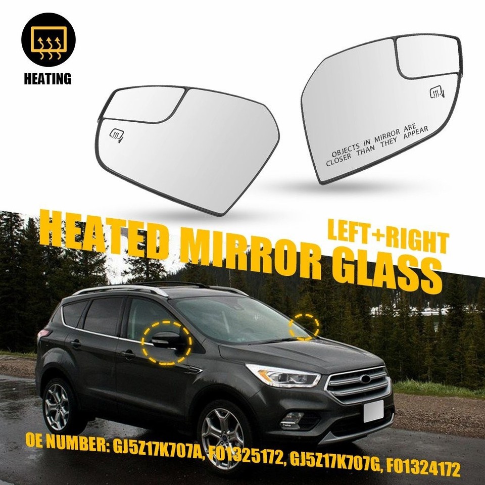 Side Pair Mirror Glass Heated Fit 2017-2019 Ford Escape Driver ...