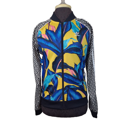 Adidas Jacket Women Small RARE DESIGN Colorful Floral Blue Yellow Black ...