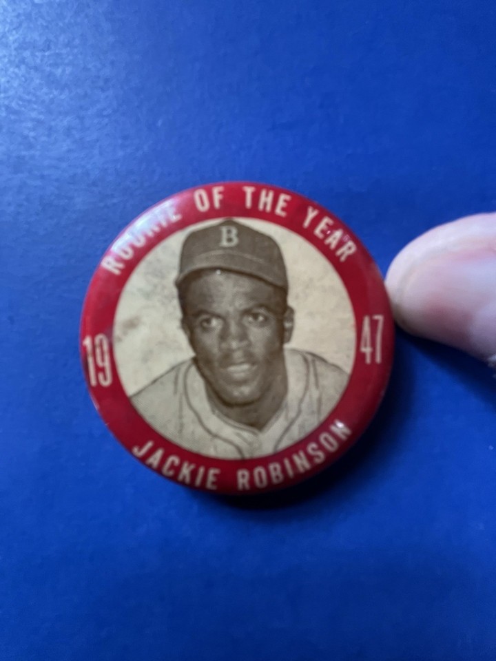 Jackie Robinson 1947 Rookie of the Year Brooklyn Dodgers Pin, Button 1 ...