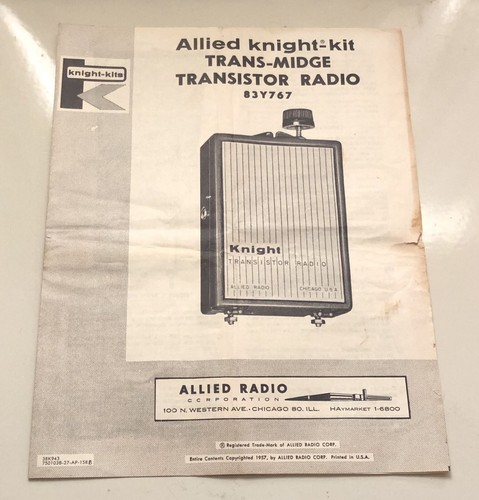 Allied knight-kit TRANS-MIDGE TRANSISTOR RADIO 83Y767 Manual | eBay
