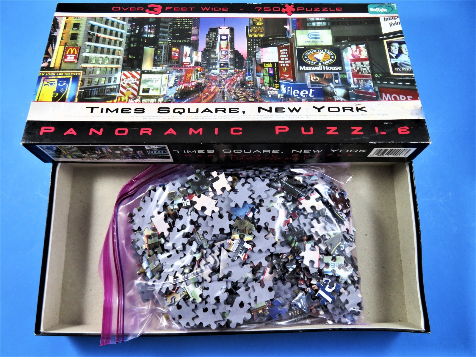 Panoramic Jigsaw Puzzle Times Square New York 750 Piece Over 3" Wide ...