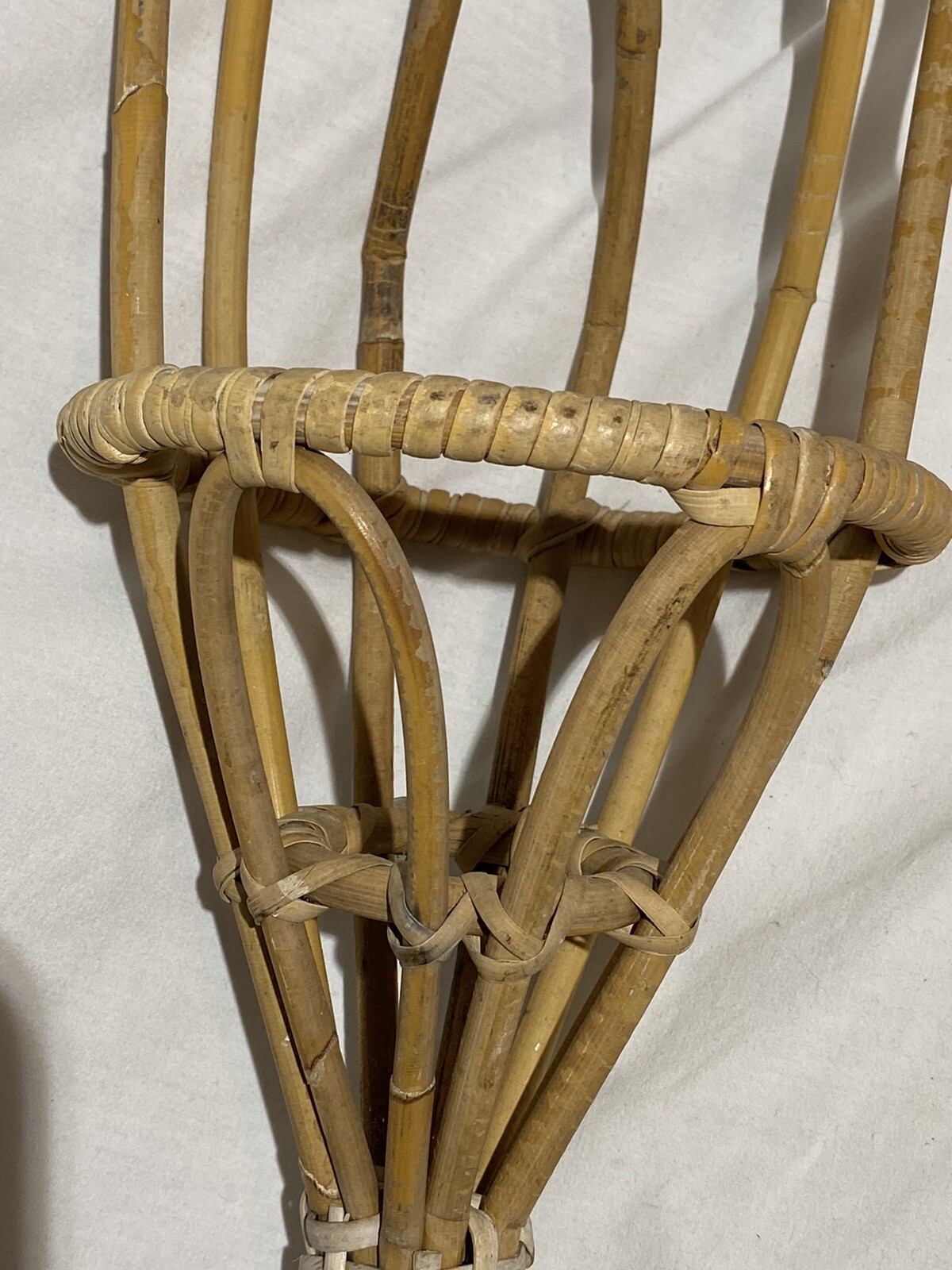 Vintage Bamboo Wicker Rattan Woven Takraw Ball Toss Game Scoop Racket ...