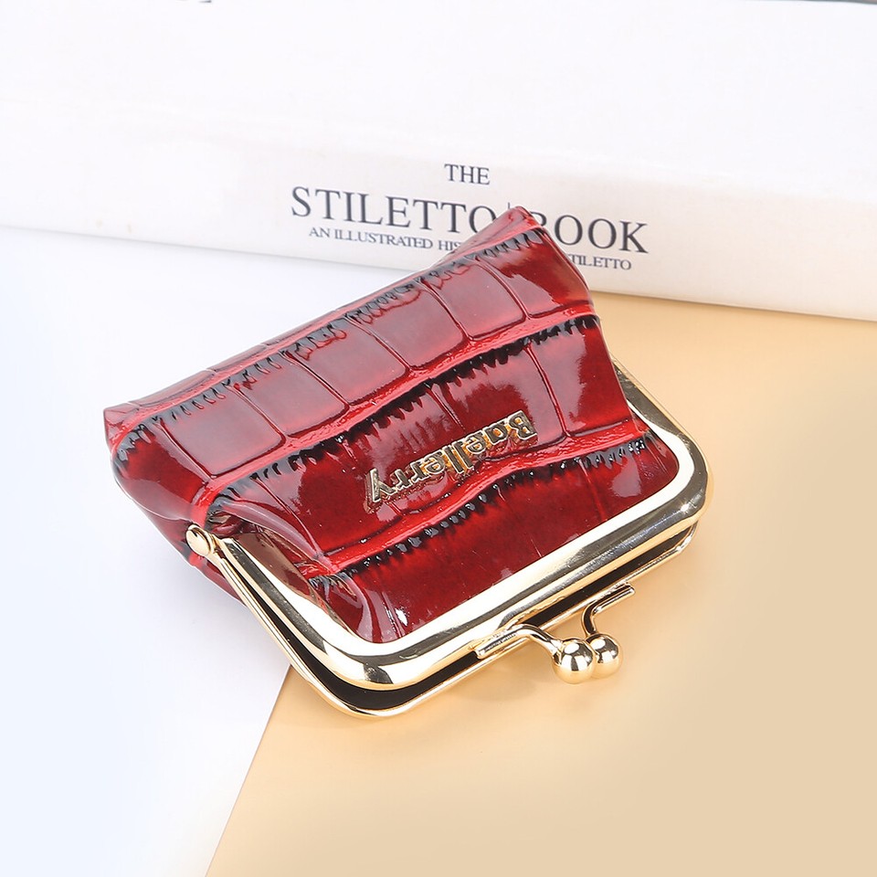 Kiss Lock Coin Purse for Women Small Leather Change Purse Vintage ...