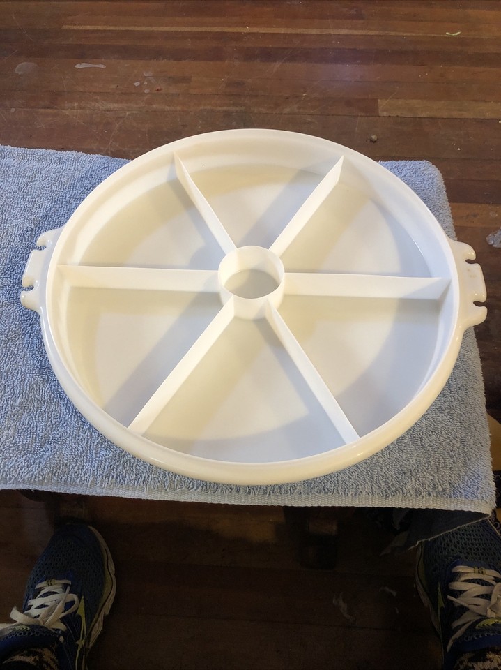 Tupperware Divided WHITE PARTY Susan 12" Relish Vege Serving Tray w ...