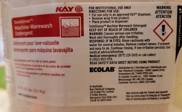 Kay Ecolab QSR TSC Power Warewash Detergent 3 Blocks 6.75 lbs/each ...