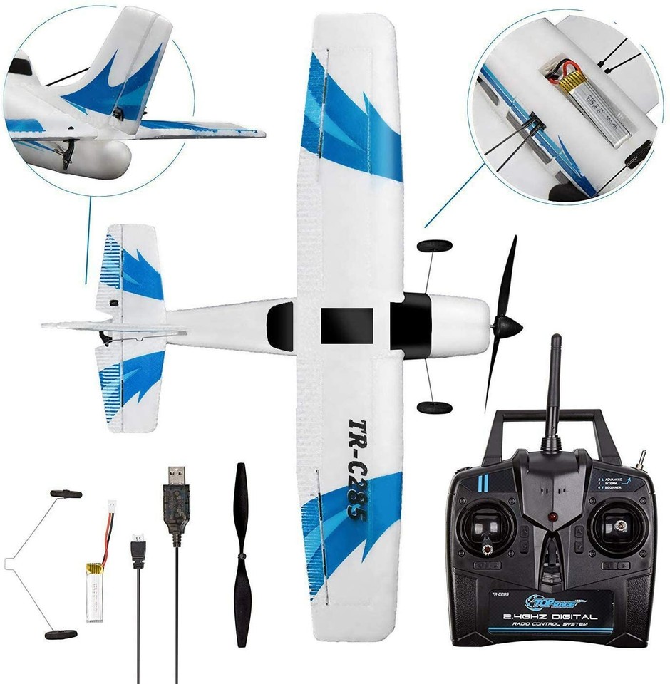 Top Race Rc Plane 3 Channel Remote Control Airplane Easy & Ready to Fly ...