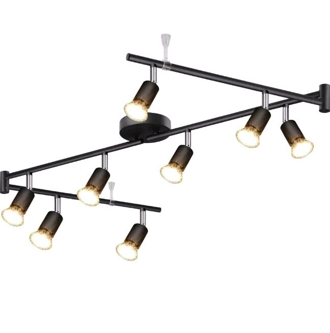 DLLT 8-Light LED Track Lighting Kit, Flexibly Rotatable Light Heads, 8 ...