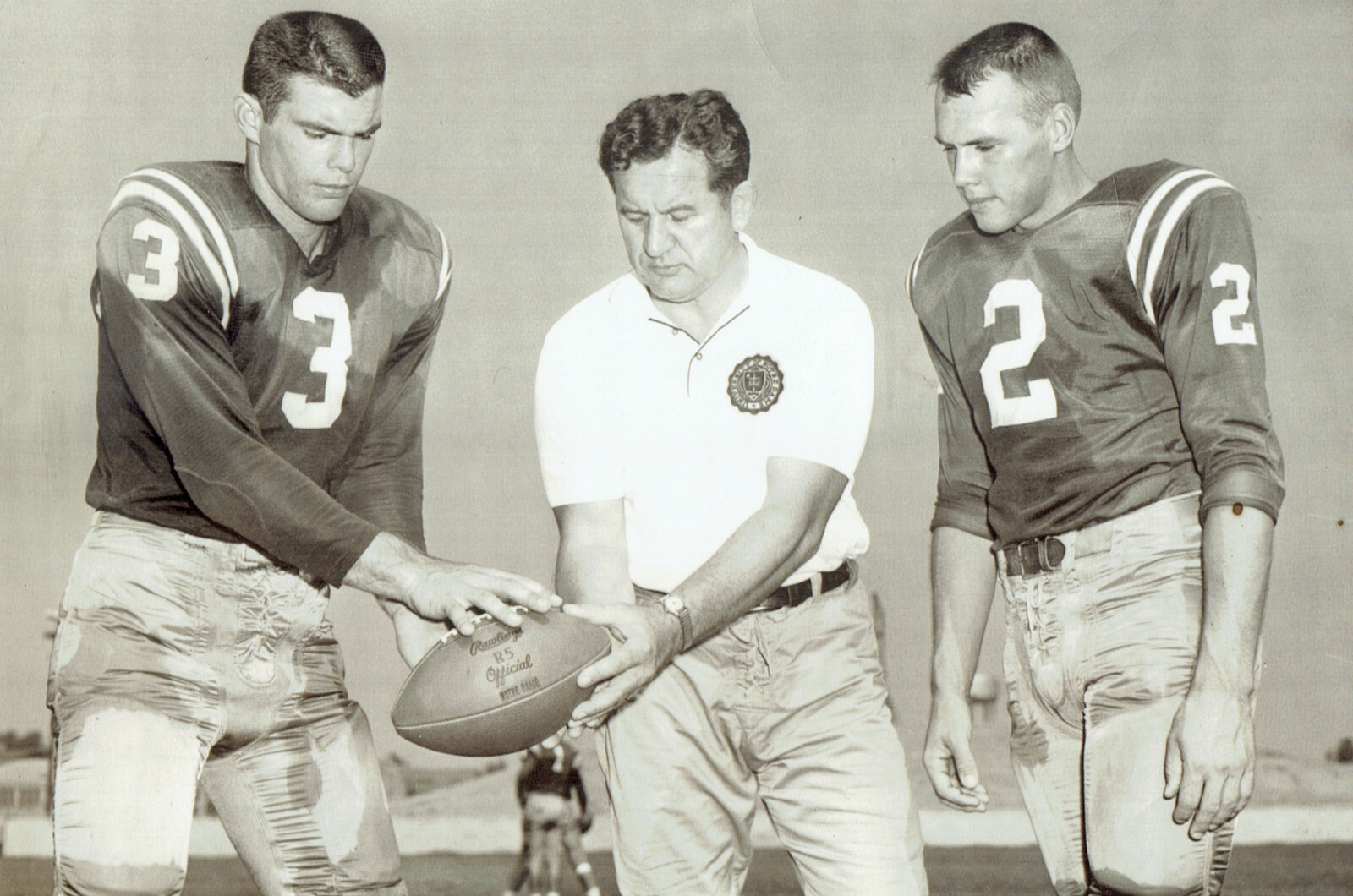 1961 Press Photo Notre Dame Football Daryle Lamonica, Frank Budka & Joe ...