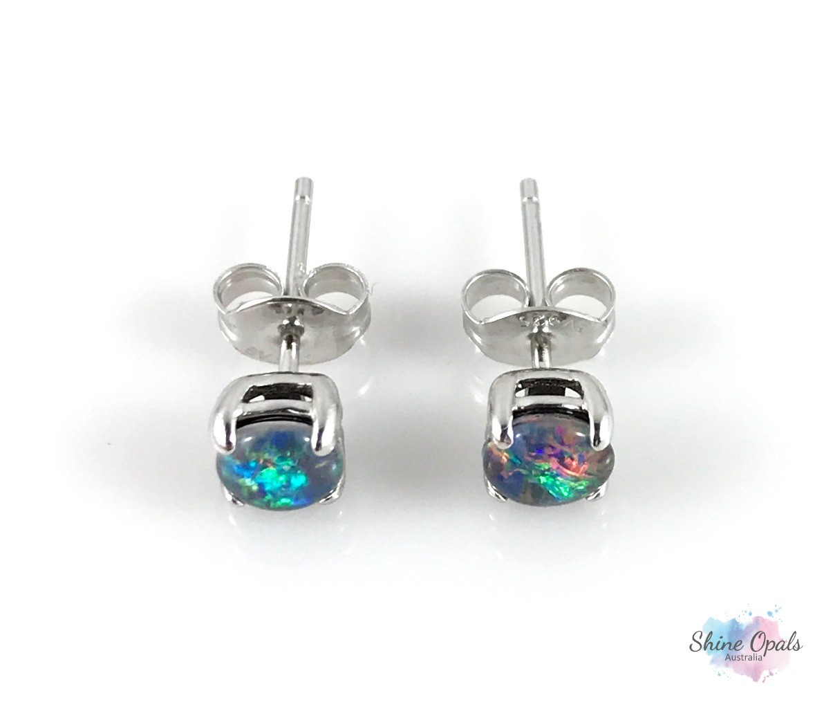 Small Opal Stud Earrings Genuine Australian Opal 4x4mm 925 Sterling Silver | eBay