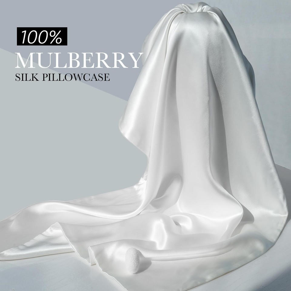 100% Mulberry Silk Pillowcase for Hair and Skin, 22 Momme Pure Natural ...
