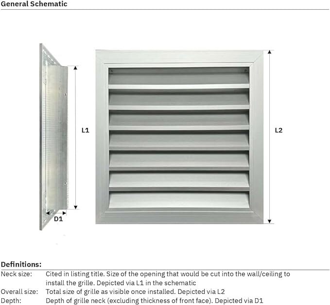 Fixed Louvre Extractor Fan Ventilation Grille Aluminium Finish with ...