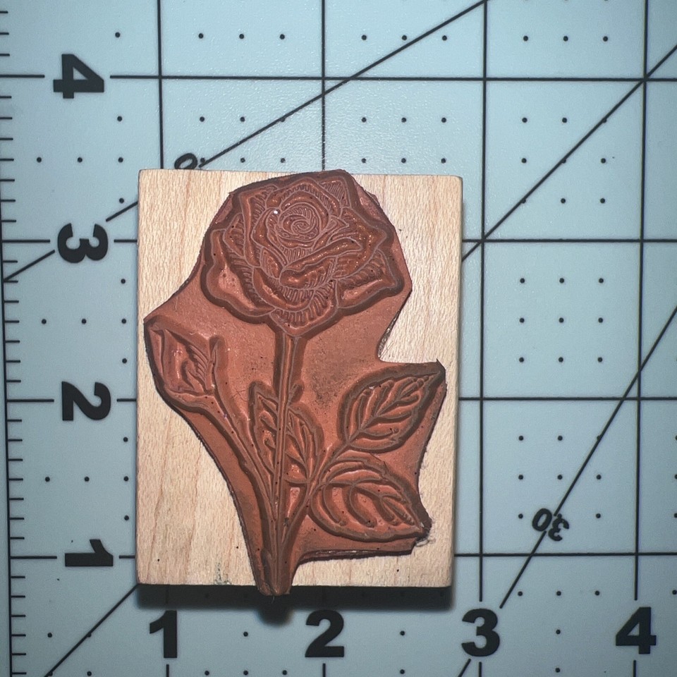 ROSE ROSEBUD LONG STEM FLOWER PLANT 477E ALL NIGHT MEDIA 1993 wood ...