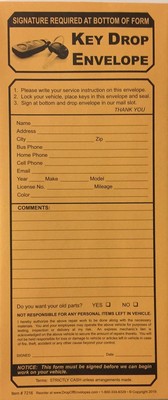 Key Drop Envelopes After Hours Service Envelopes for Keys - 100 ...