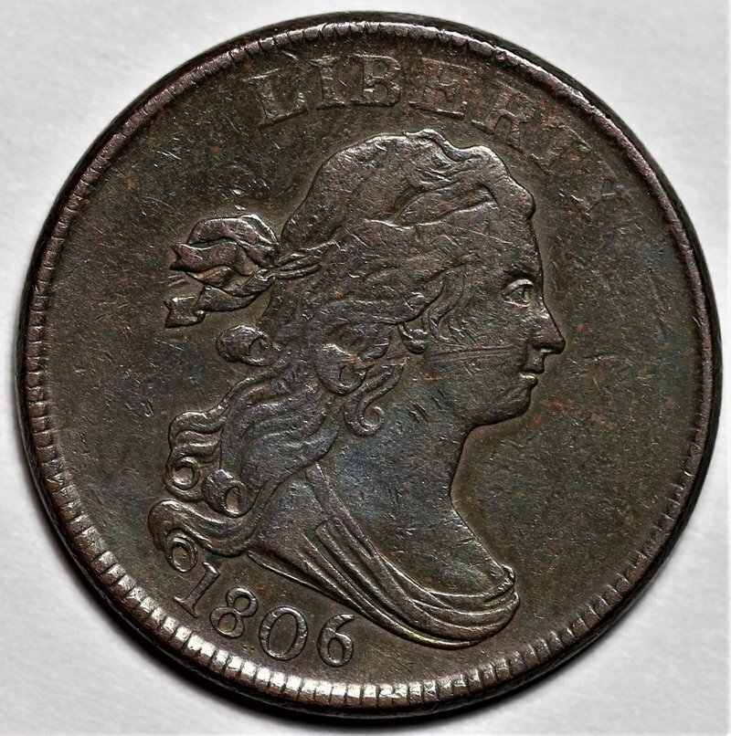 1806 Draped Bust Half Cent - Small 6/Stemless - Corrosion - US 1/2c ...