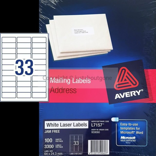 Label Avery Laser L7157 Address 33up Pk100 for sale online | eBay