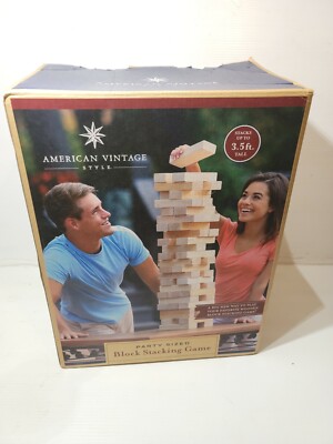 American Vintage Party Sized Wood Block Stacking Game Giant Blocks ...