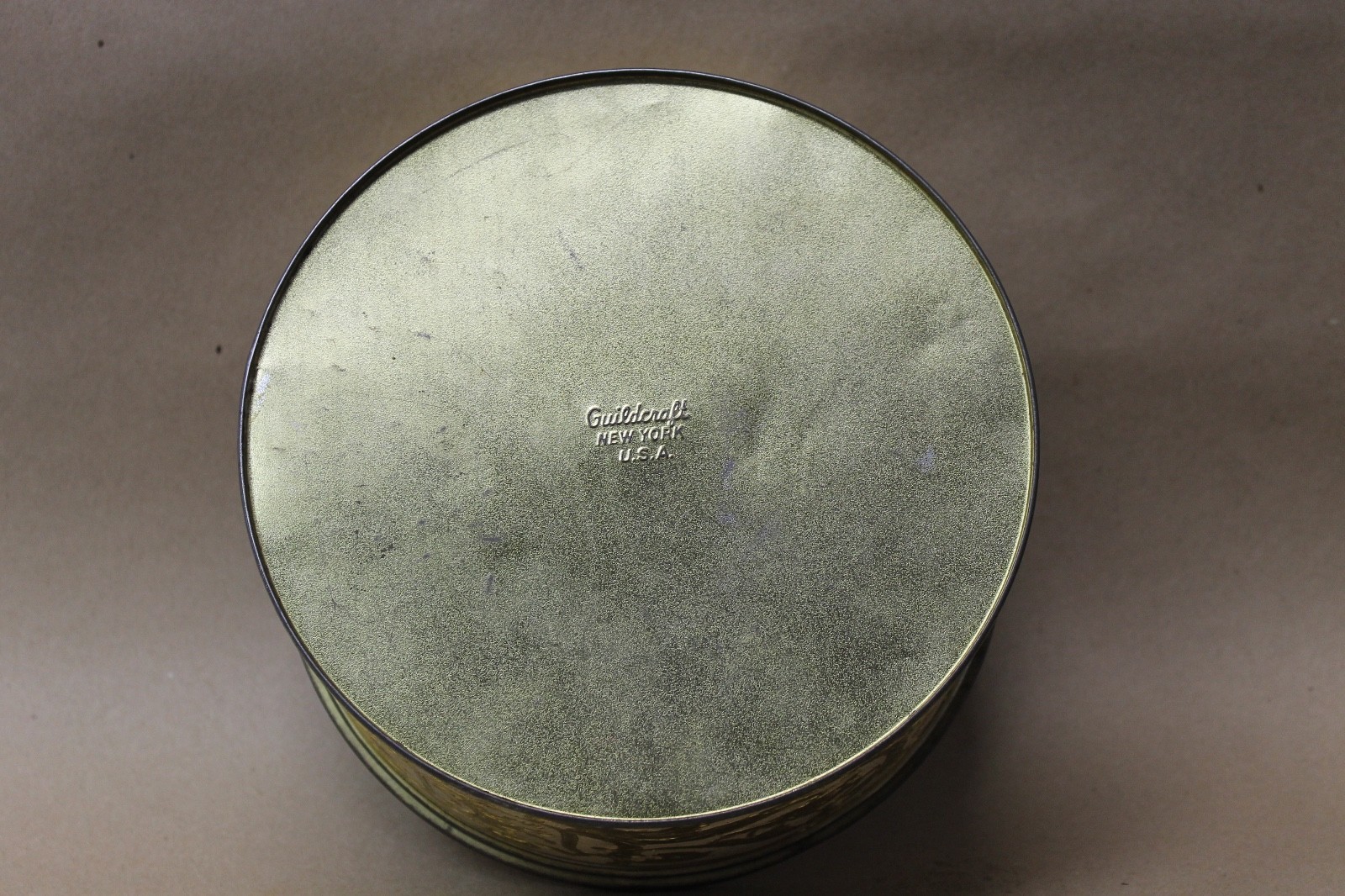 Vintage Guildcraft Ornate Embossed LION KNIGHT Gold Tin Container New ...