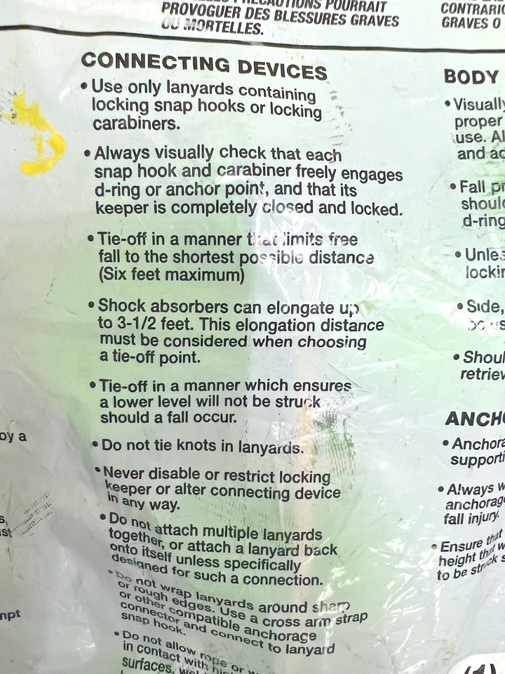 HONEYWELL MILLER P950/XXLGN Full Body Harness,Duraflex Python,2XL 3PRW8 | eBay