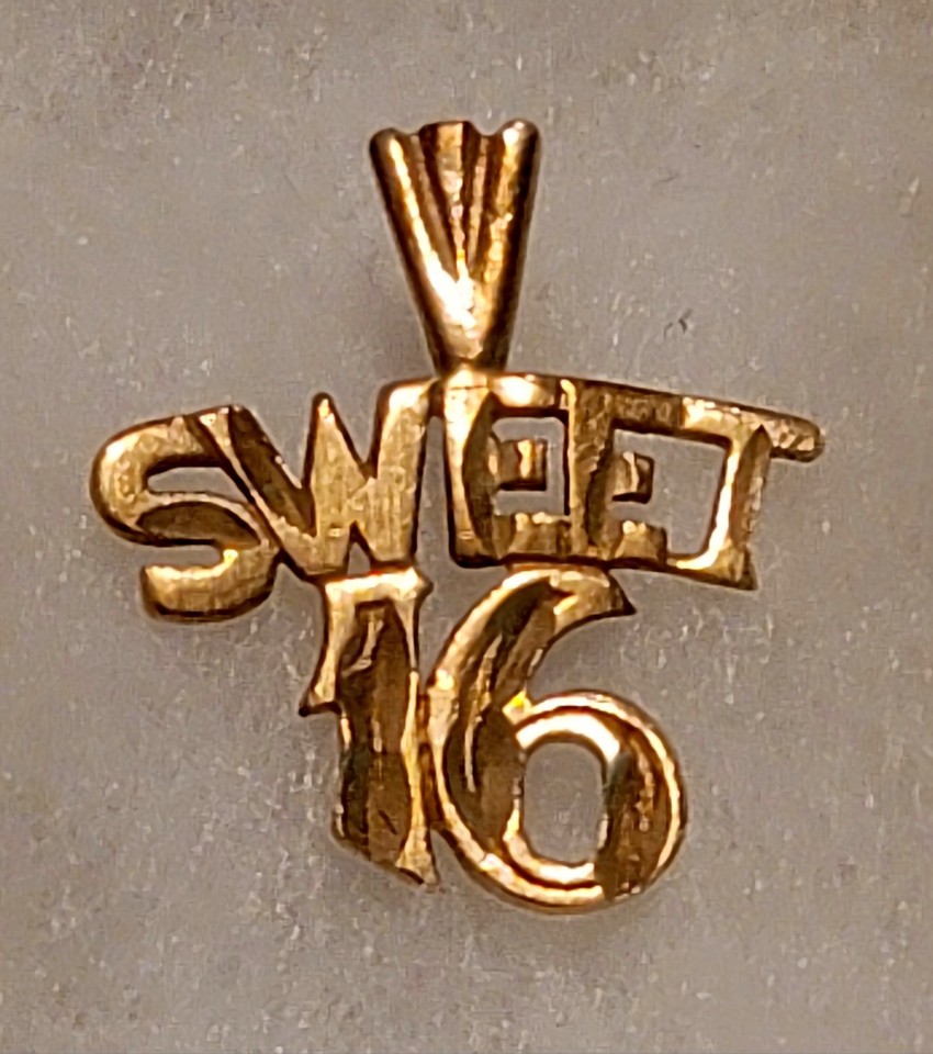 MICHAEL ANTHONY 14K YELLOW GOLD "SWEET 16" ETCHED CHARM PENDANT 👀 PICS ...