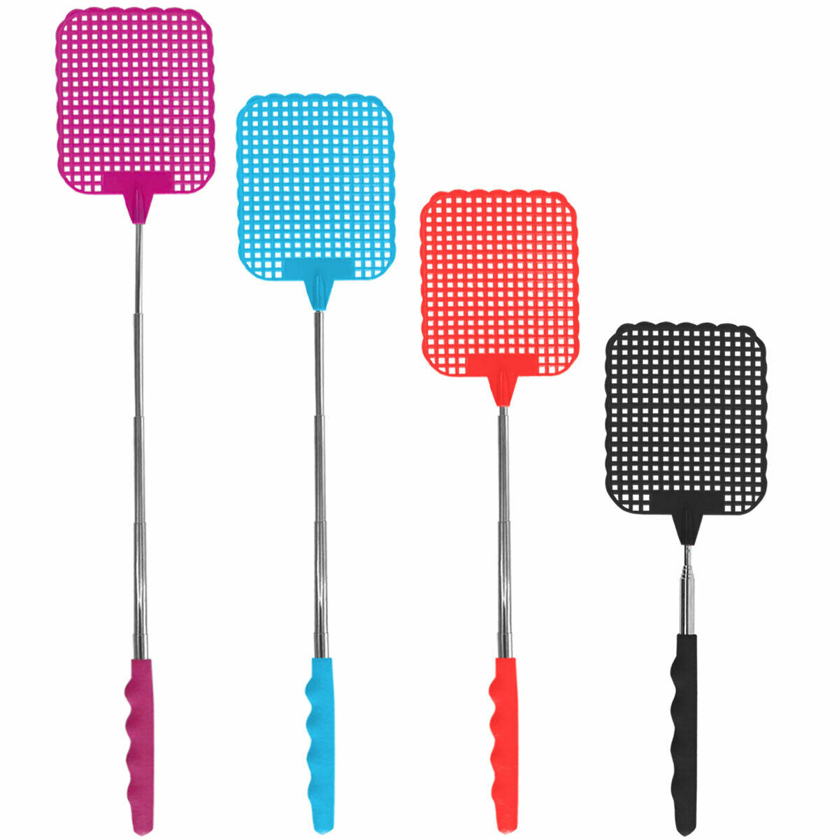 4pk Fly Swatter Telescopic Long Extendable 26-73cm Swat Bug Insect ...
