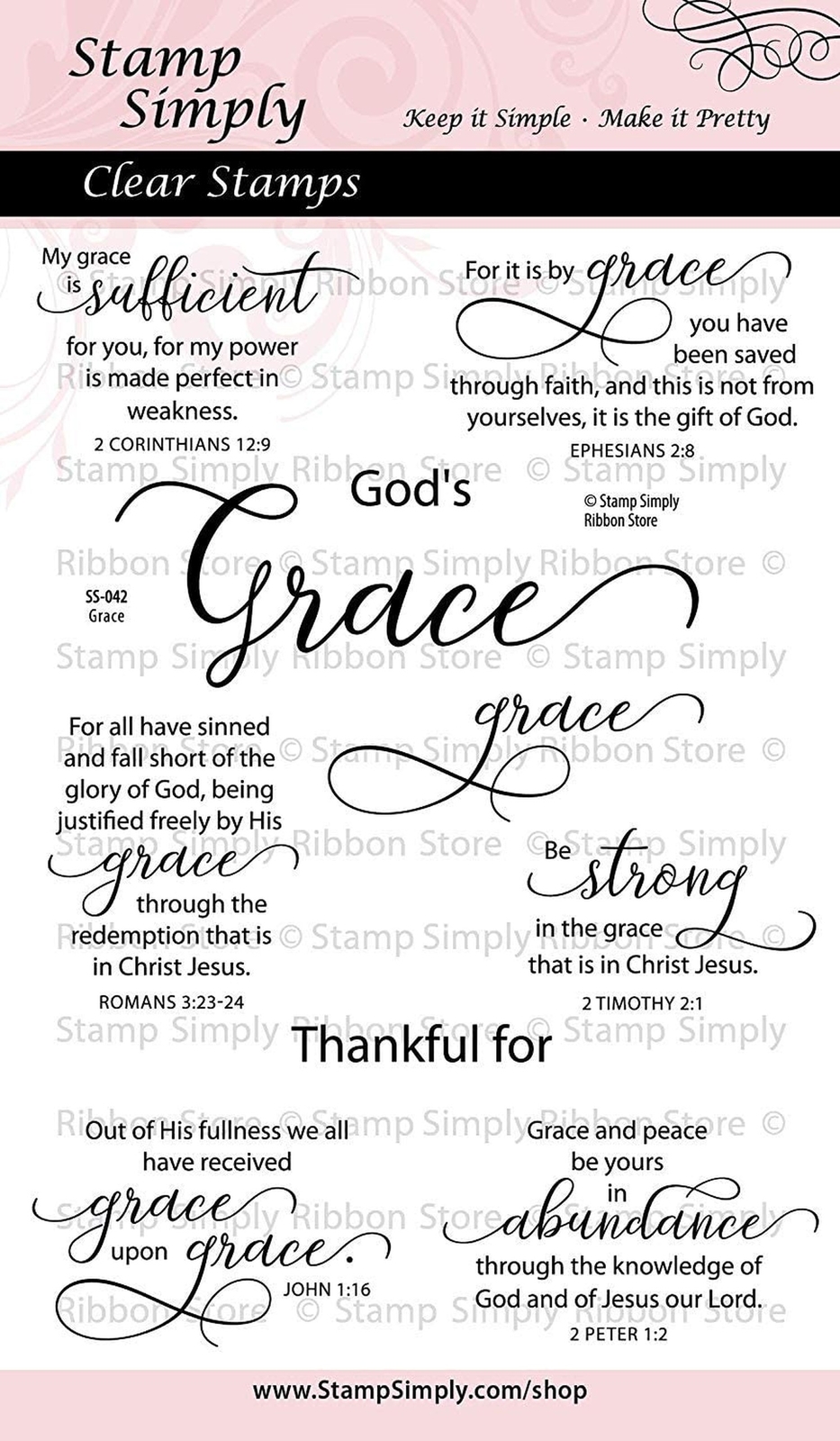 Stamp Simply Grace Faith and Thankfulness Christian Religious 4x6 Inch ...