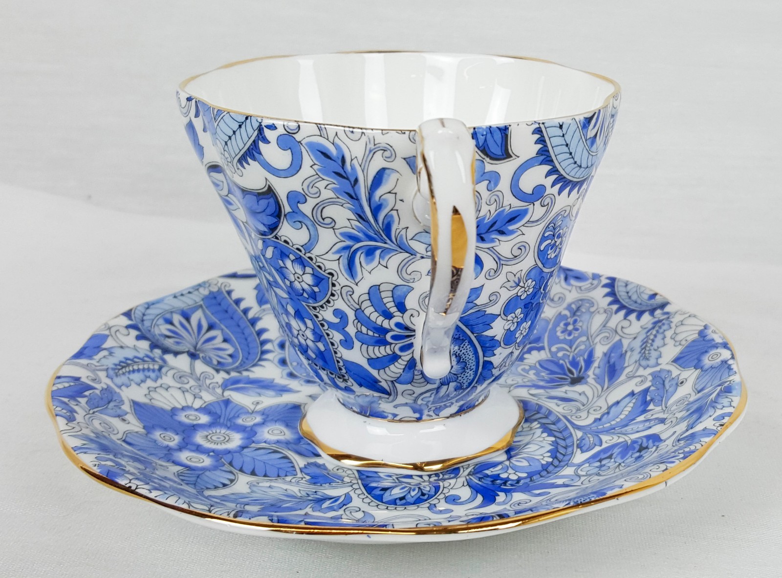 Berkeley Square Tea Cup and Saucer Blue and White Paisley - Bone China ...