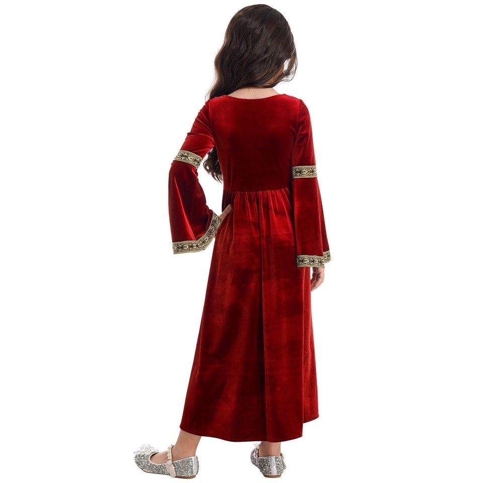 Kids Girls Costume Stage Robe Holiday Dresses Fairy Dress Up High Waist ...