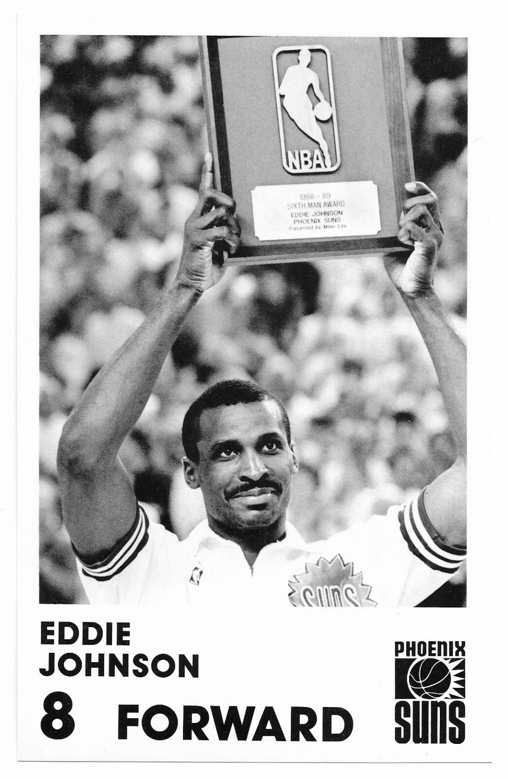 EDDIE JOHNSON 1989-90 Team Issued Basketball 5" x 8" Photo card Phoenix ...