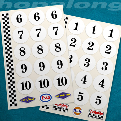 Classic Motorsport Race Number Sticker Decals 1/18 Scale (30mm). ds075 ...