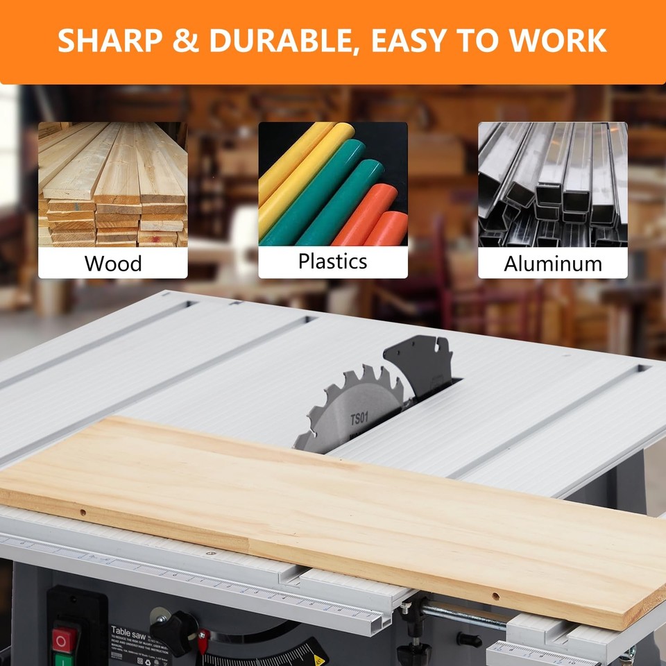 10 Inch Table Saw 15 Amp 5000RPM Powerful Tablesaw with Stand ...