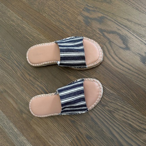 Old Navy Navy Blue & White Striped Canvas Slides Sandals, 8.5 | eBay