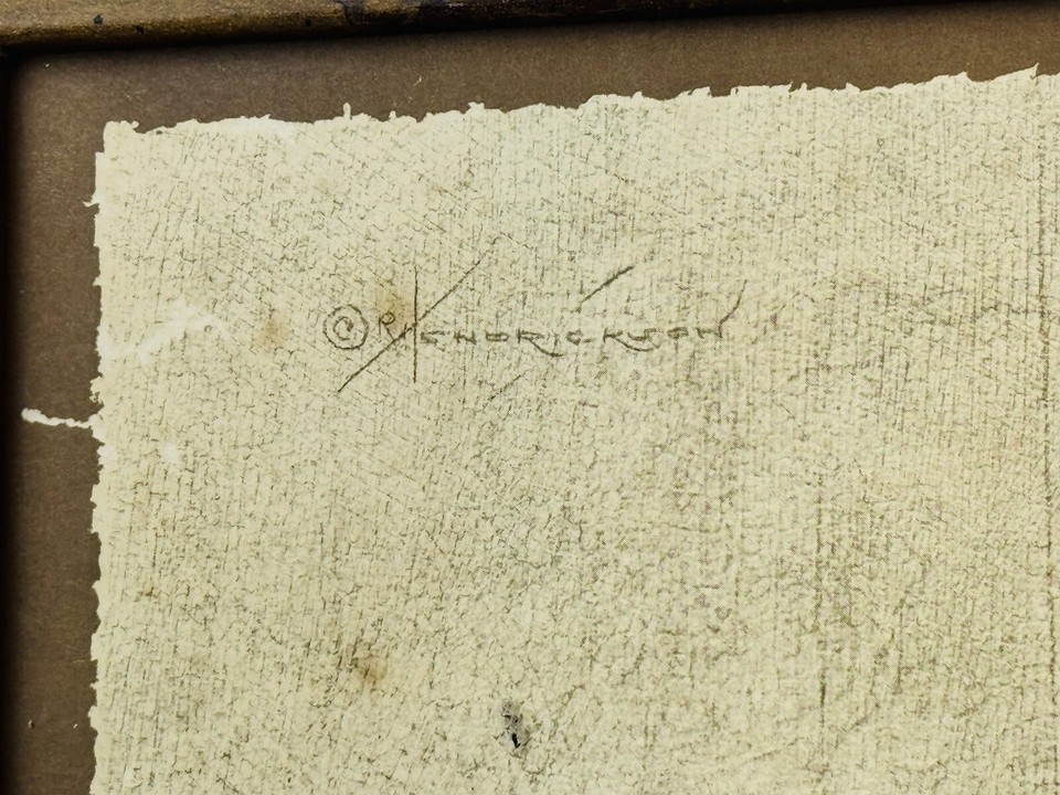 VTG R. Hendrickson semi-Nude Bathing Lady Western Framed Art 13.5x16.5 ...