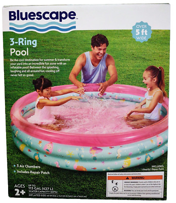 Bluescape 3-Ring Inflatable Kids Swimming Pool Round Over Pink Over 5 ...