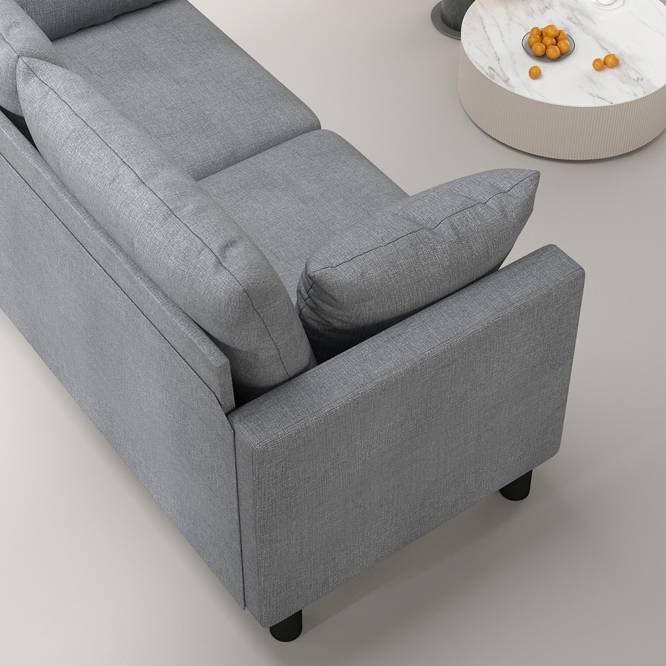 2 Seater Linen Fabric Loveseat Sofa w/Side Cushions Modern Couch Settee ...