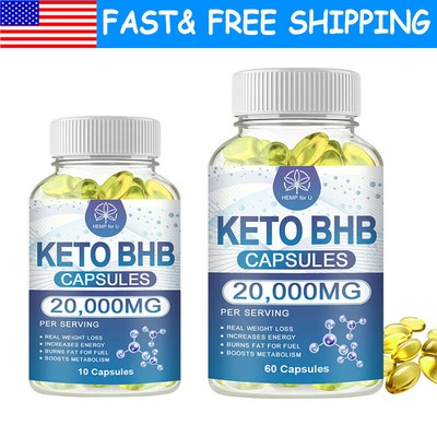 10/60PCS KETO BHB 20000mg PURE Ketone FAT BURNER Weight Loss Diet Pills ...