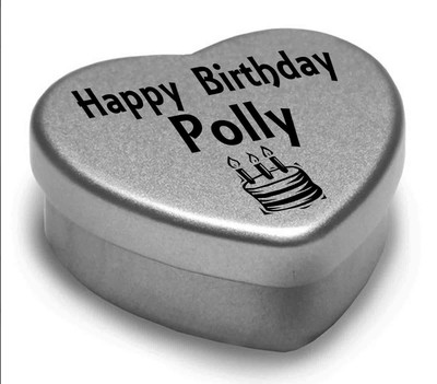 Happy Birthday Polly Mini Heart Tin Gift Present For Polly WIth ...