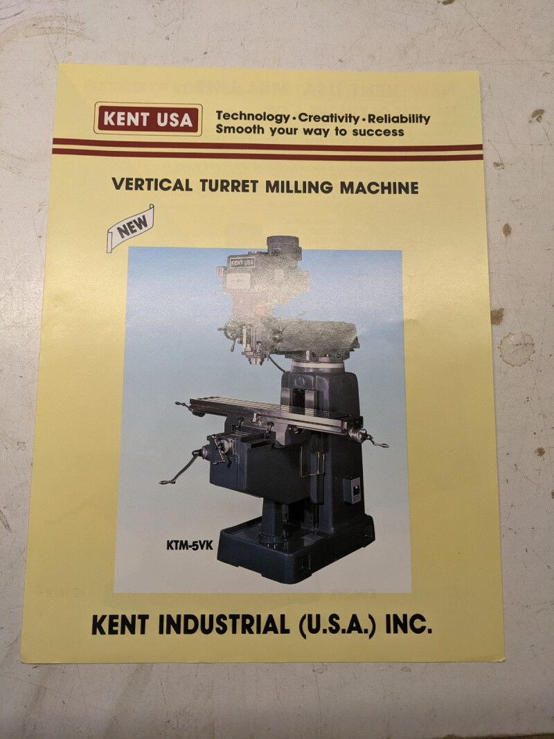 KENT SALES BROCHURE MACHINE TOOLS VERTICAL MILLING SPECIFICATION ...