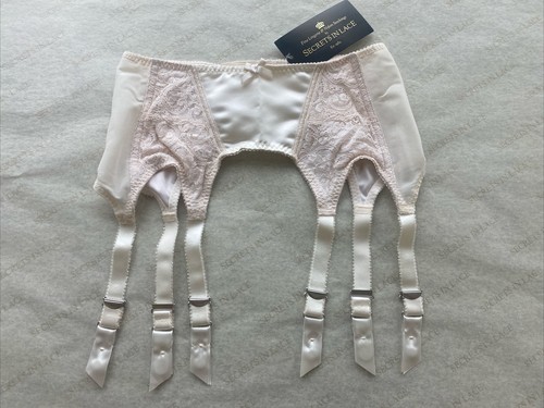 Small Ivory Intrigue 6 Strap Garter Belt Metal Garter Grips by Secrets ...